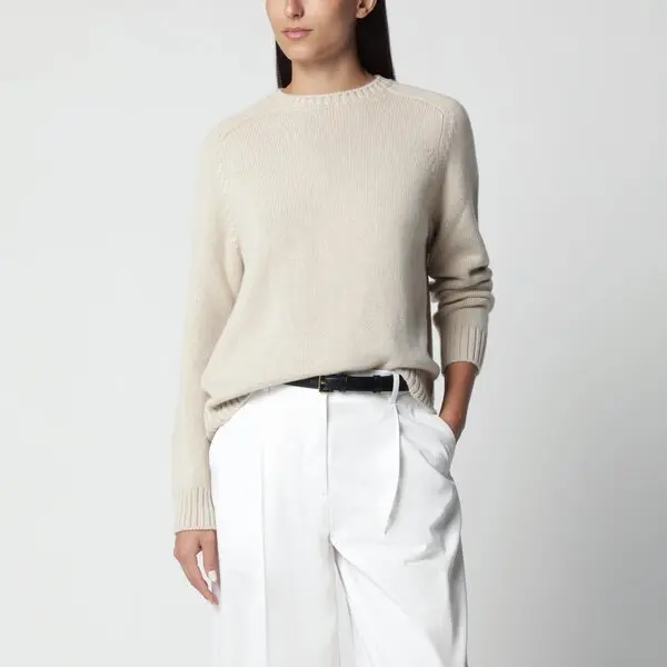 Loro Piana Mélange Cashmere Crewneck Sweater - Beige