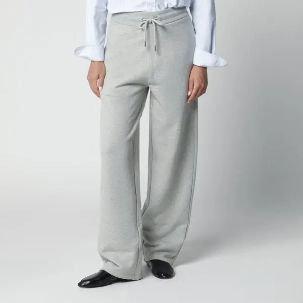 AMI Paris Heather Cotton Jogger Pants With De Coeur Embroidery - Grey