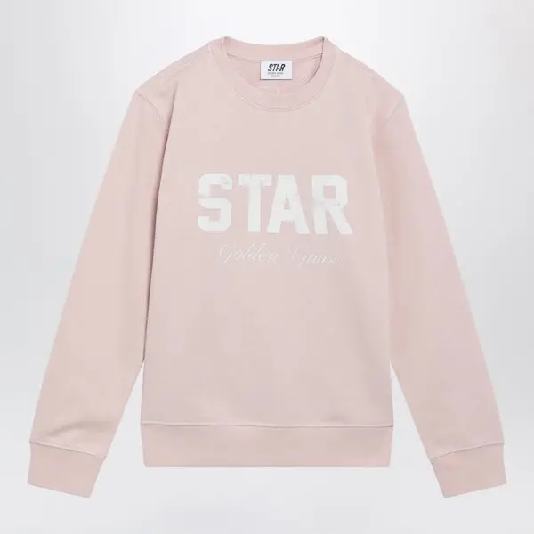GOLDEN GOOSE Light Cotton Sweatshirt With Logo Print - Pink