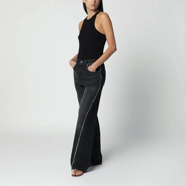 HAIKURE Washed Denim Jeans With Side Zip Detail - Black