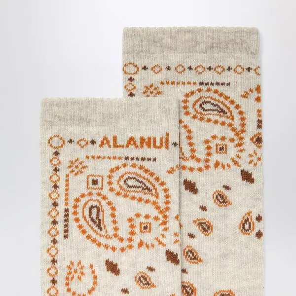Alanui Cotton-blend Bandana Pattern Crew Socks