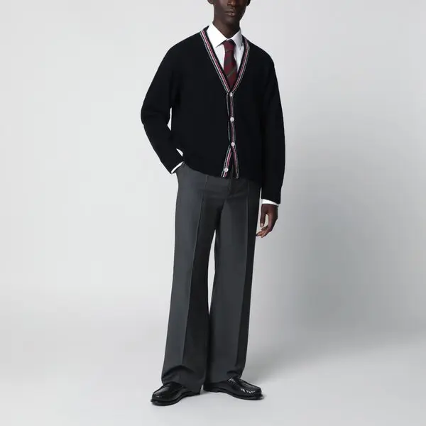 Thom Browne Navy Hector Wool And Mohair Cardigan