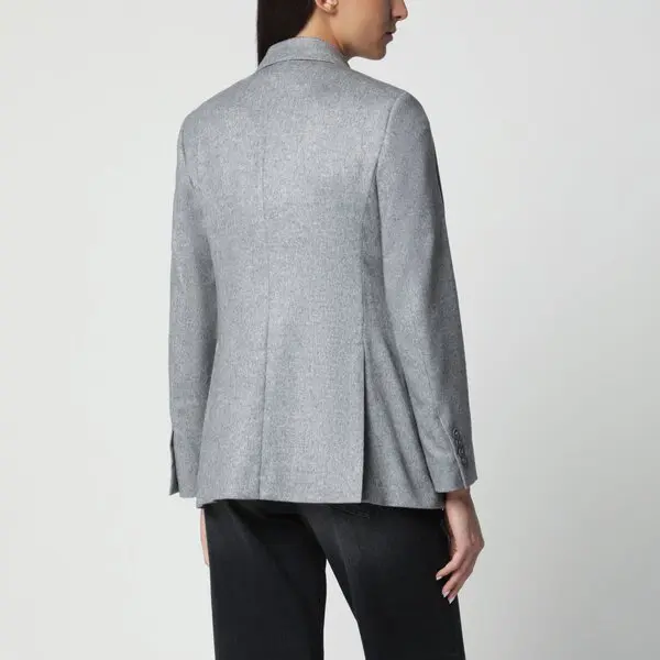 Max Mara Double-breasted Silk And Cashmere Blazer - Grey