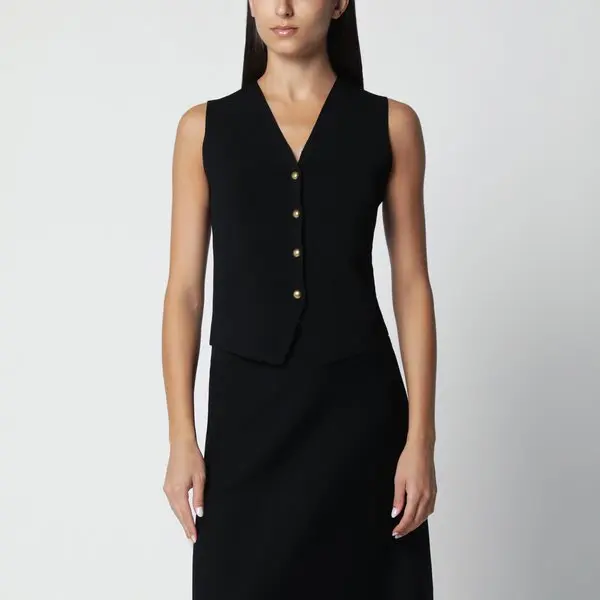 Max Mara Viscose Crepe Yarn Gilet - Black