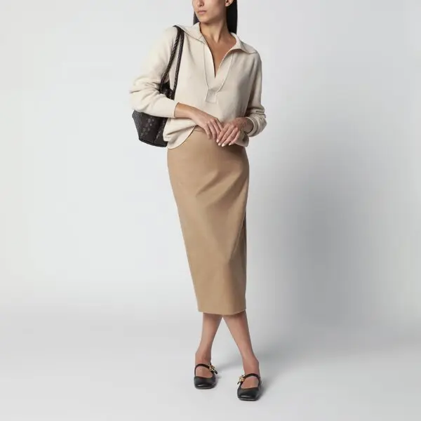Max Mara Camel Brushed Midi Pencil Skirt