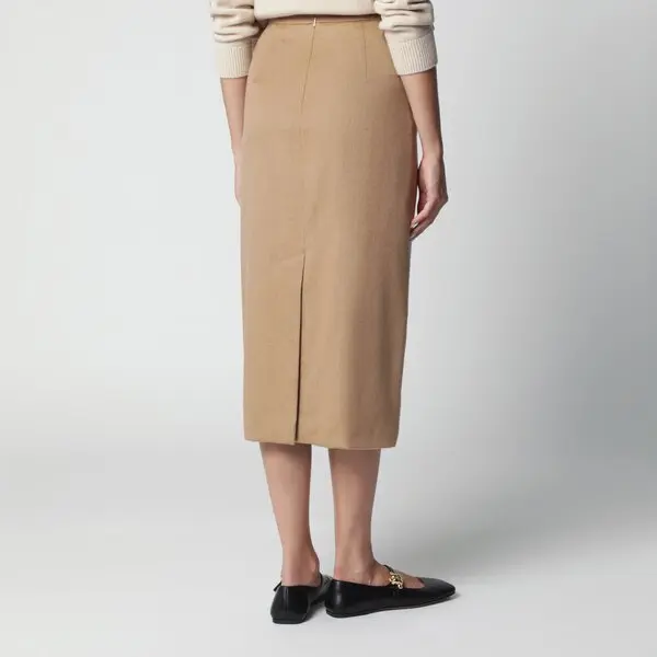 Max Mara Camel Brushed Midi Pencil Skirt