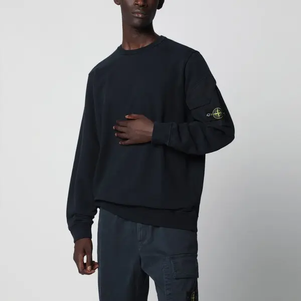 Stone Island Navy Cotton Crewneck Sweatshirt - Blue