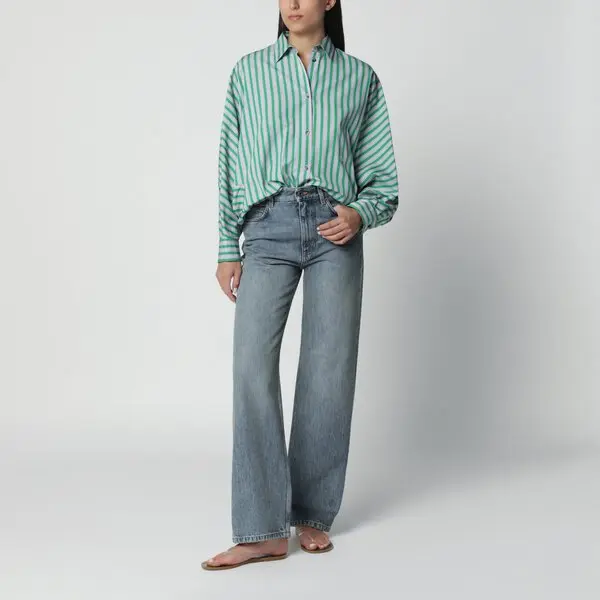 Loewe Anagram-embroidered Jeans In Washed Cotton Denim