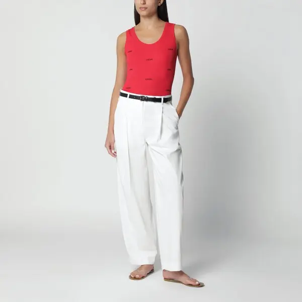Loewe Ribbed Cotton Tank Top With Logo Embroidery