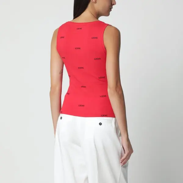 Loewe Ribbed Cotton Tank Top With Logo Embroidery