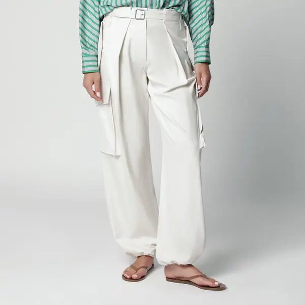 Loewe Ivory Cotton And Silk Gabardine Cargo Trousers