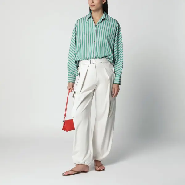 Loewe Ivory Cotton And Silk Gabardine Cargo Trousers