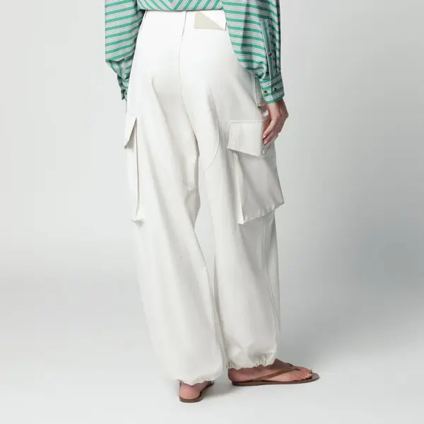 Loewe Ivory Cotton And Silk Gabardine Cargo Trousers
