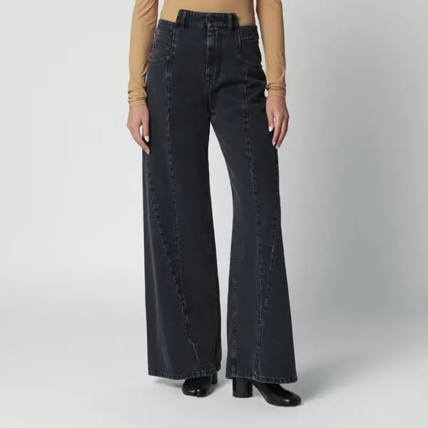 MAISON MARGIELA Wide-leg Jeans In Faded Cotton Denim - Black