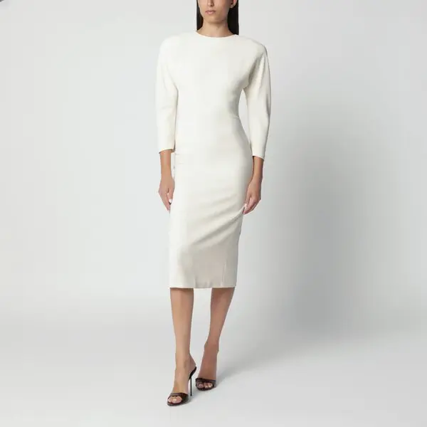 Andamane Milk Midi Dress With Rounded Shoulders