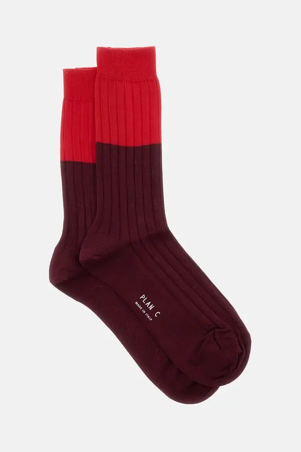 Plan C Two-tone Ribbed Socks - Multicolore