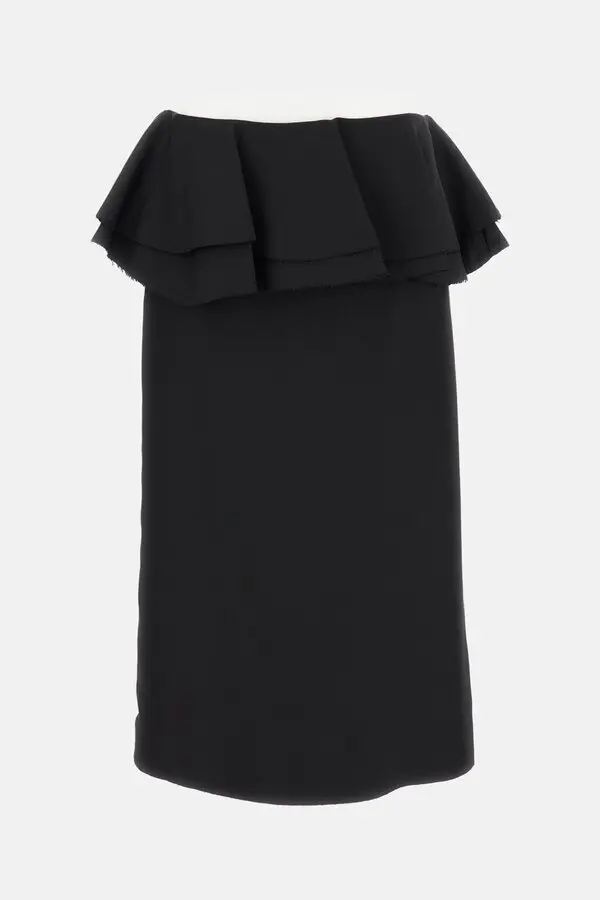 Plan C Midi Skirt With Waist Ruffle
