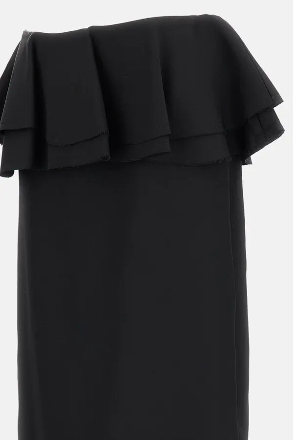 Plan C Midi Skirt With Waist Ruffle