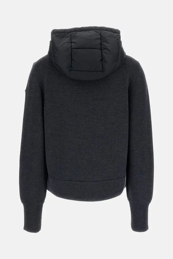 Moncler Wool Cardigan With A Padded Hood
