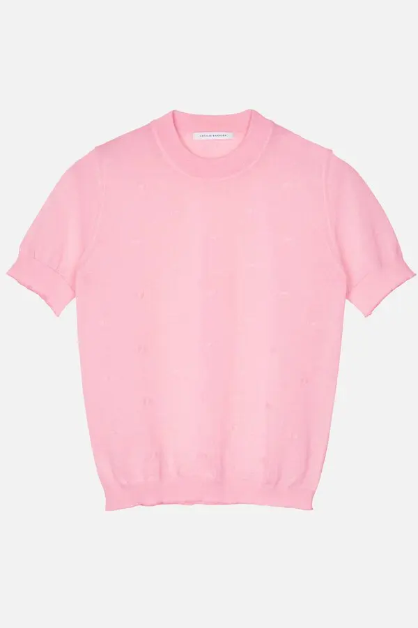 Cecilie Bahnsen Short Sleeve Knit Top - Rose