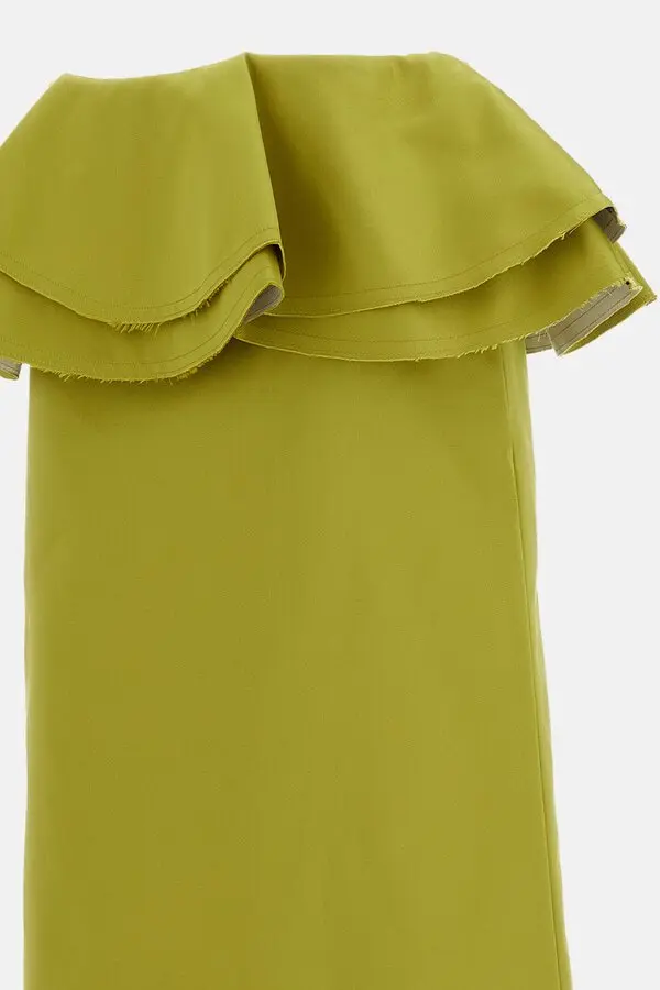 Plan C Midi Skirt In Duchess Satin With A Ruffle