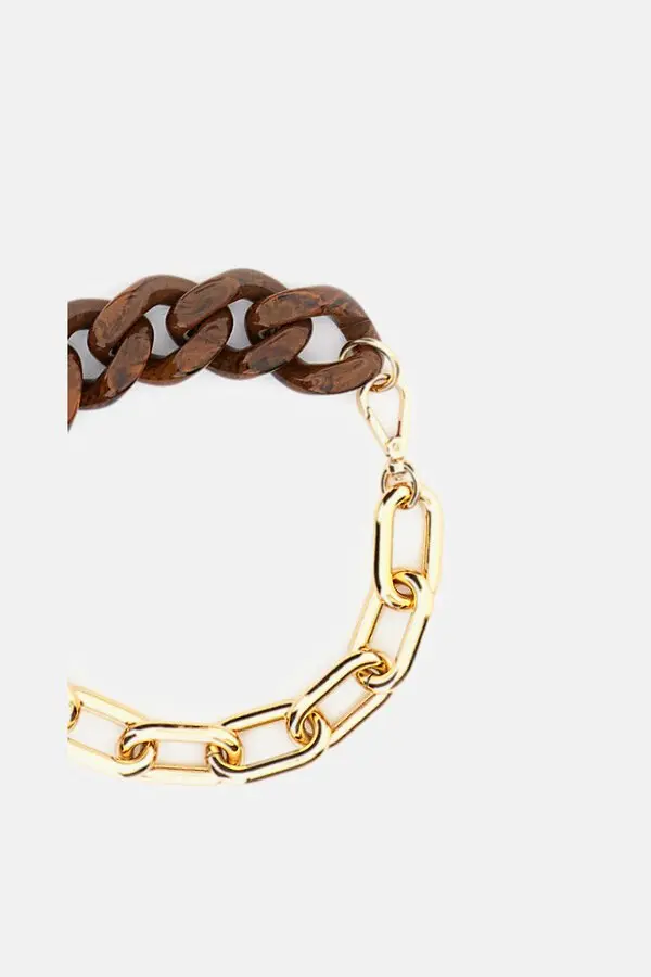 Plan C Gold-tone Marbled Resin Link Necklace - Multicolor