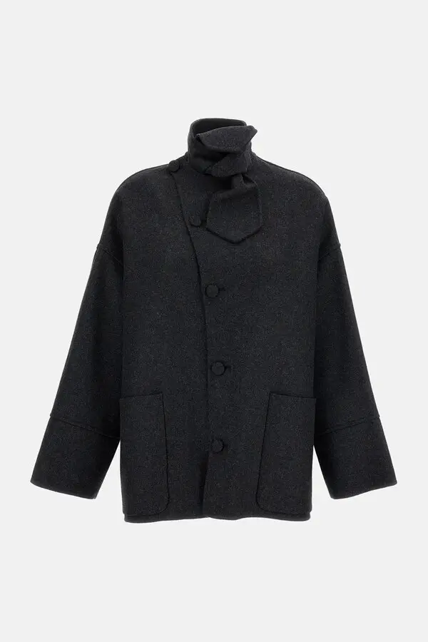 Plan C Wool Jacket With Scarf Collar