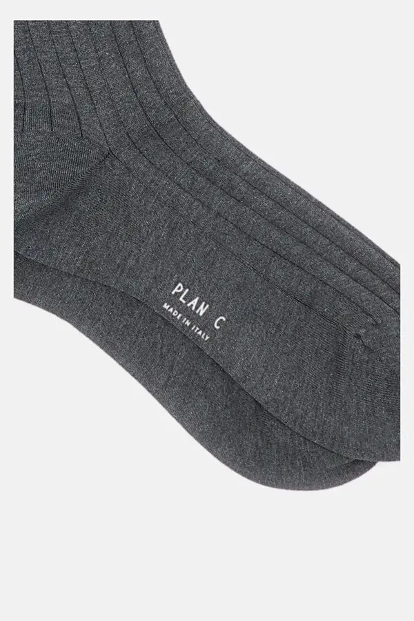 Plan C Two-tone Ribbed Cotton Socks - Multicolor