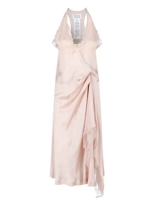 MAISON MARGIELA Midi Dress In Satin And Lace - Pink