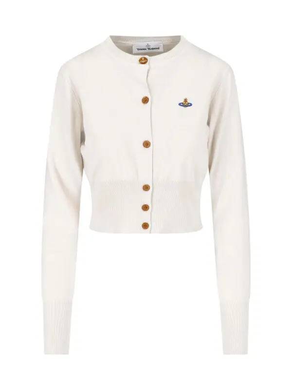 VIVIENNE WESTWOOD Crop Cardigan "orb - White