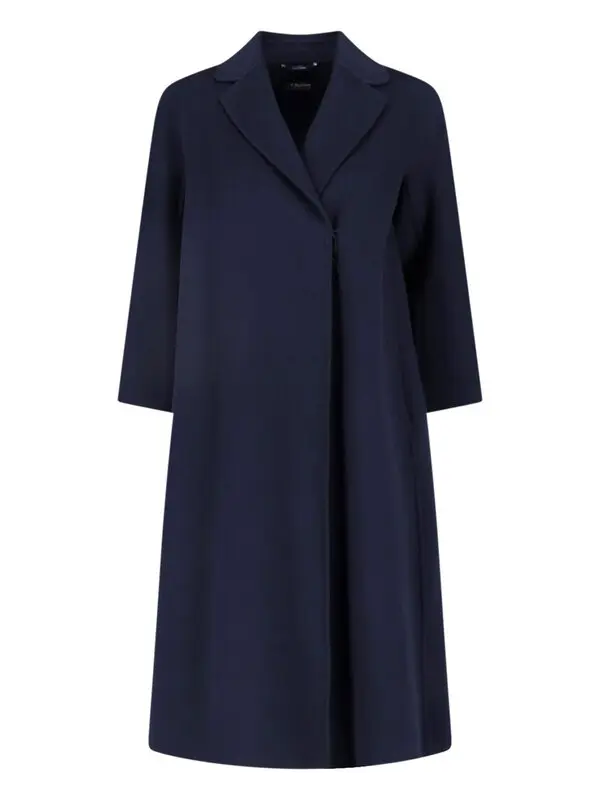 Max Mara Coat In Virgin Wool Drap - Blue