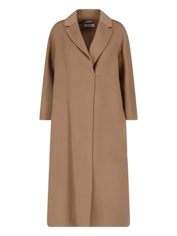 Max Mara Coat In Virgin Wool Drap - Brown