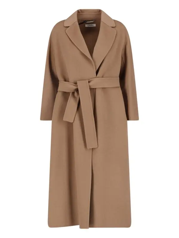 Max Mara Coat In Virgin Wool Drap - Brown