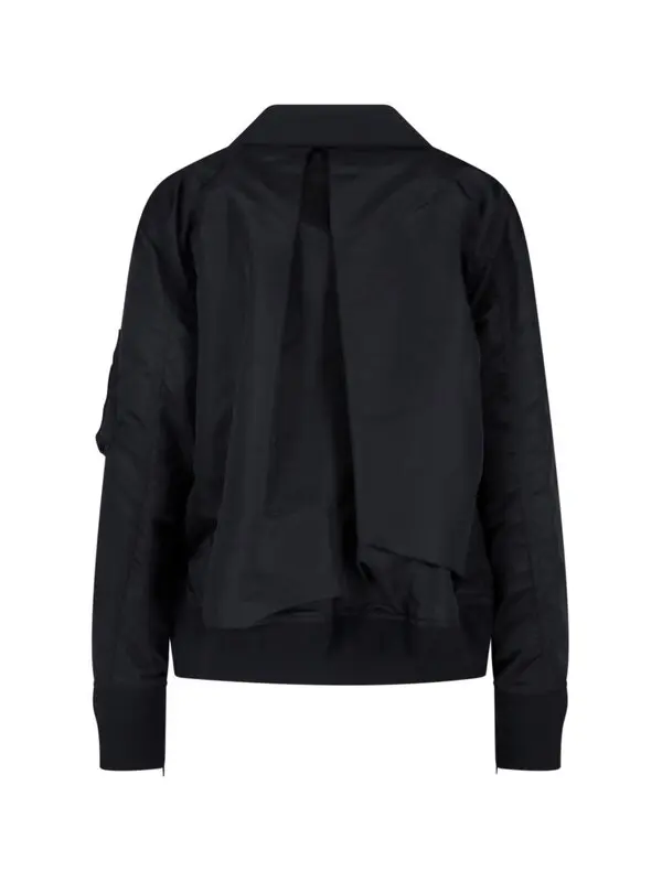 Sacai Double-breasted Twill Blazer With Zipper Accents - Black