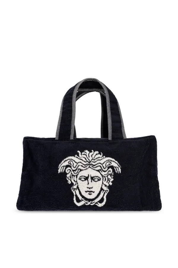 Versace Terry Cotton Gym Bag With Medusa Head Embroidery - Navy Blue