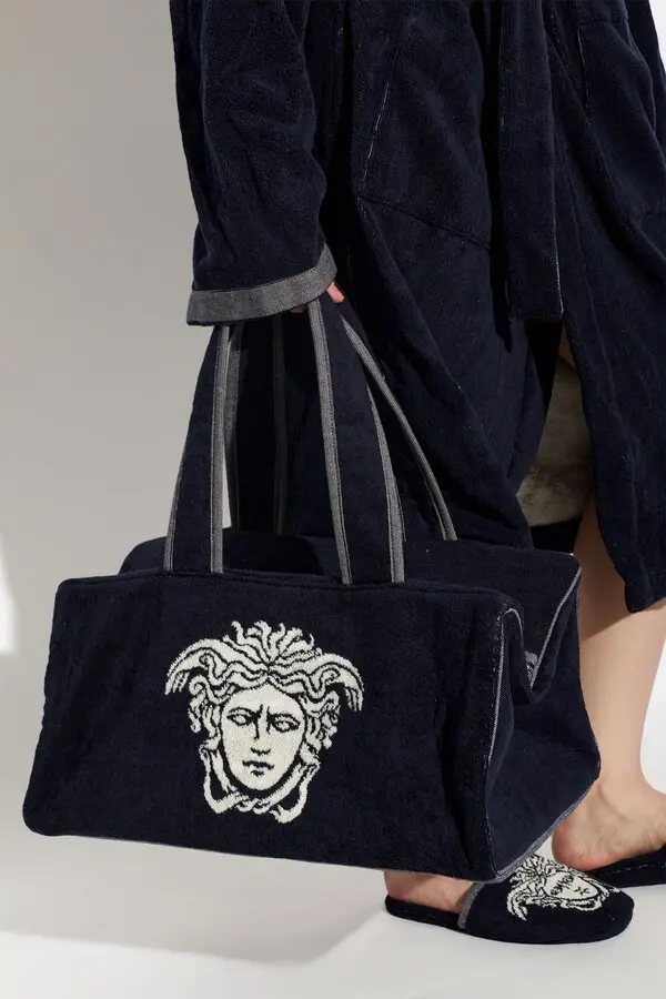 Versace Terry Cotton Gym Bag With Medusa Head Embroidery - Navy Blue