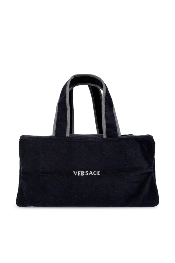 Versace Terry Cotton Gym Bag With Medusa Head Embroidery - Navy Blue
