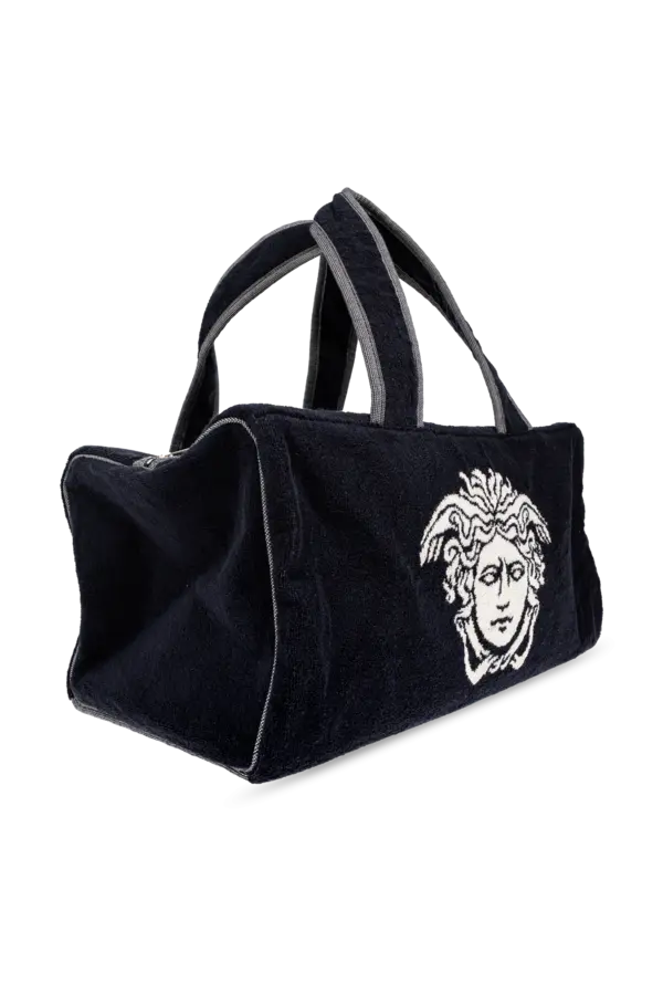 Versace Terry Cotton Gym Bag With Medusa Head Embroidery - Navy Blue