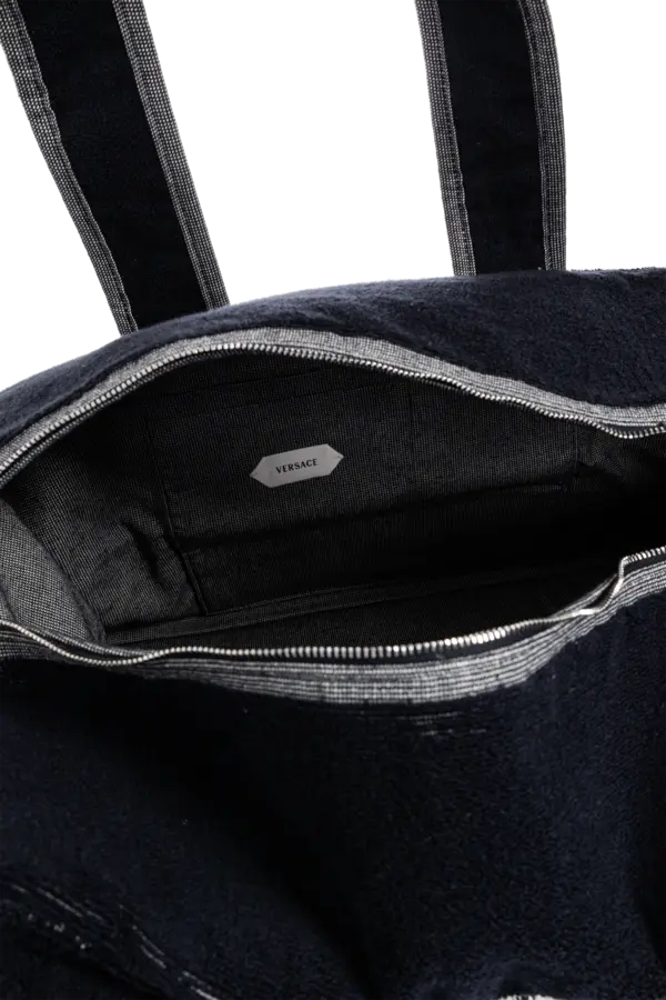 Versace Terry Cotton Gym Bag With Medusa Head Embroidery - Navy Blue