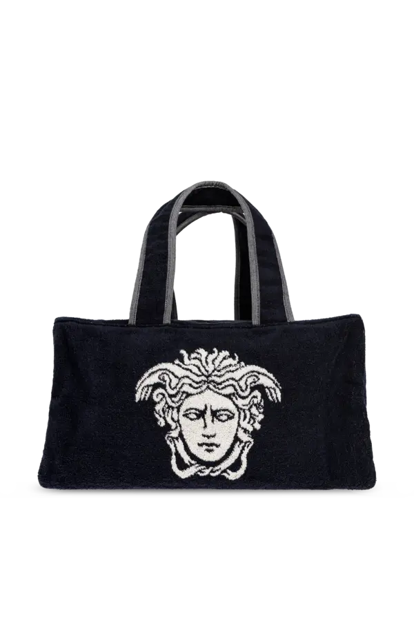 Versace Terry Cotton Gym Bag With Medusa Head Embroidery - Navy Blue