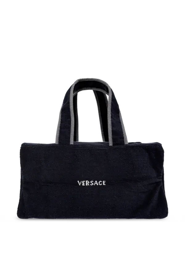 Versace Terry Cotton Gym Bag With Medusa Head Embroidery - Navy Blue