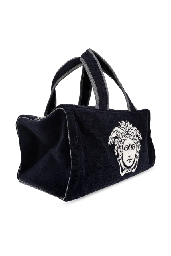 Versace Terry Cotton Gym Bag With Medusa Head Embroidery - Navy Blue