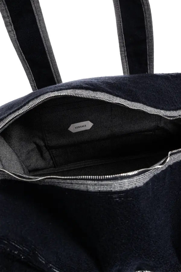 Versace Terry Cotton Gym Bag With Medusa Head Embroidery - Navy Blue
