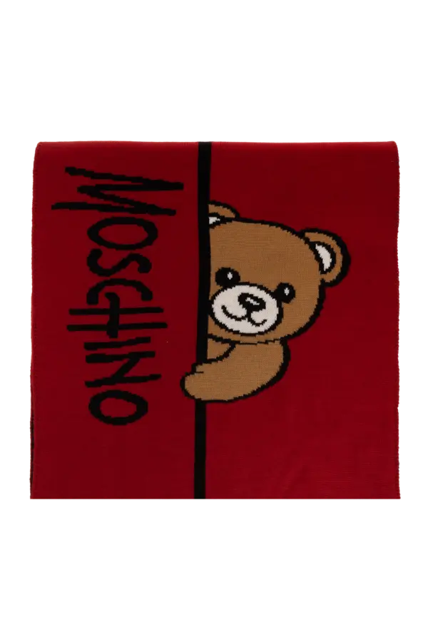 Moschino Scarf With A Characteristic Teddy Bear Motif - Red