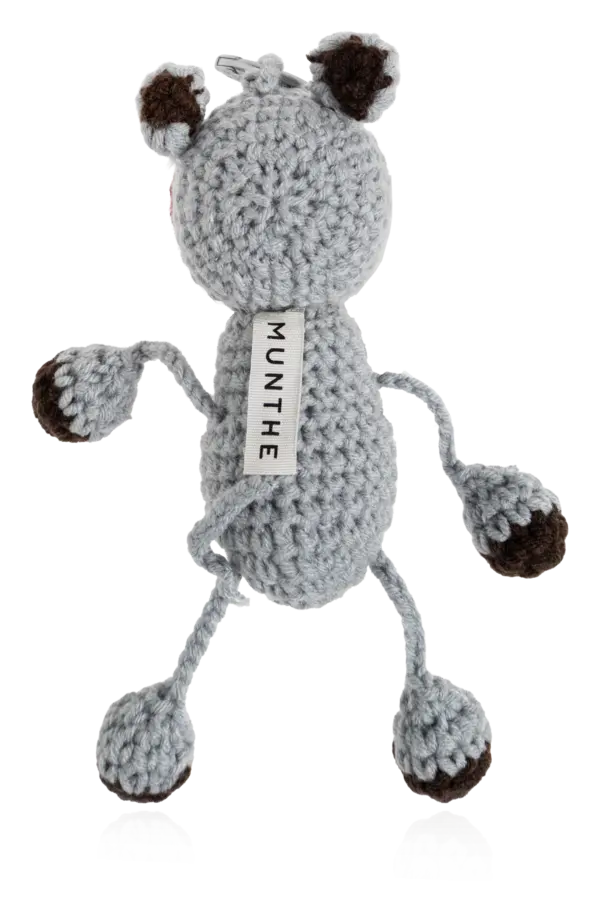 Munthe Vamke" Keychain Crocheted Animal Motif With Embroidered Details - Grey