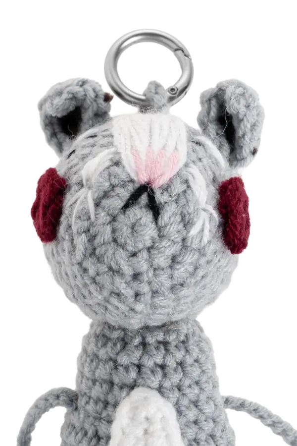 Munthe Vamke" Keychain Crocheted Animal Motif With Embroidered Details - Grey