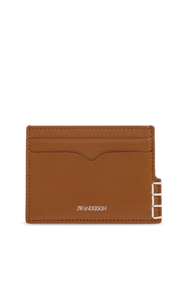 JW Anderson Leather Card Holder With Logo - Brown