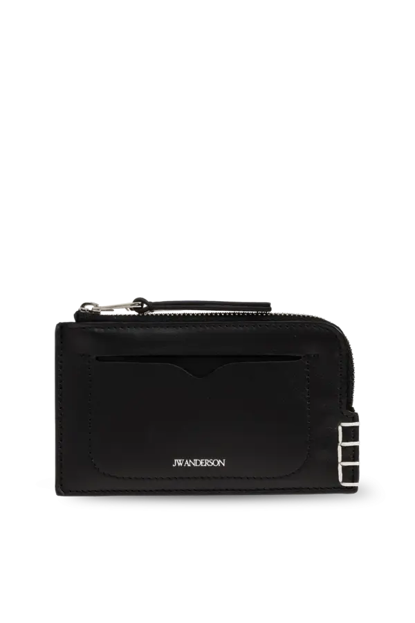 JW Anderson Leather Card Holder With Logo - Black