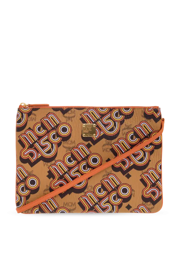 Mcm Clutch With Embossed Logo Pattern And Detachable Strap