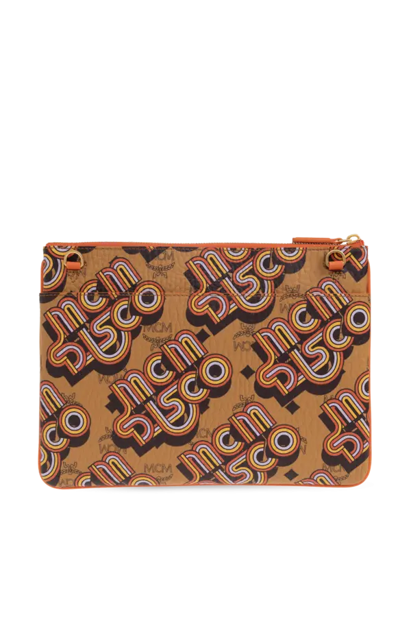 Mcm Clutch With Embossed Logo Pattern And Detachable Strap
